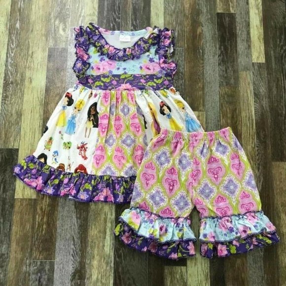 Dresses | Disney Princess Short Set Girls Shorts Tee Shirt Pajamas ...
